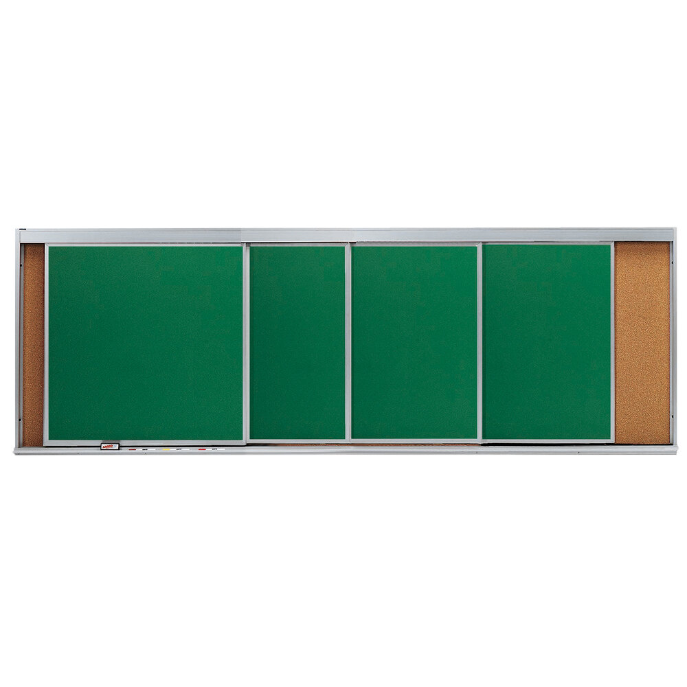 Aarco HSU412-4C C 48" x 144" Stationary Cork Board With 4 Horizontal ...