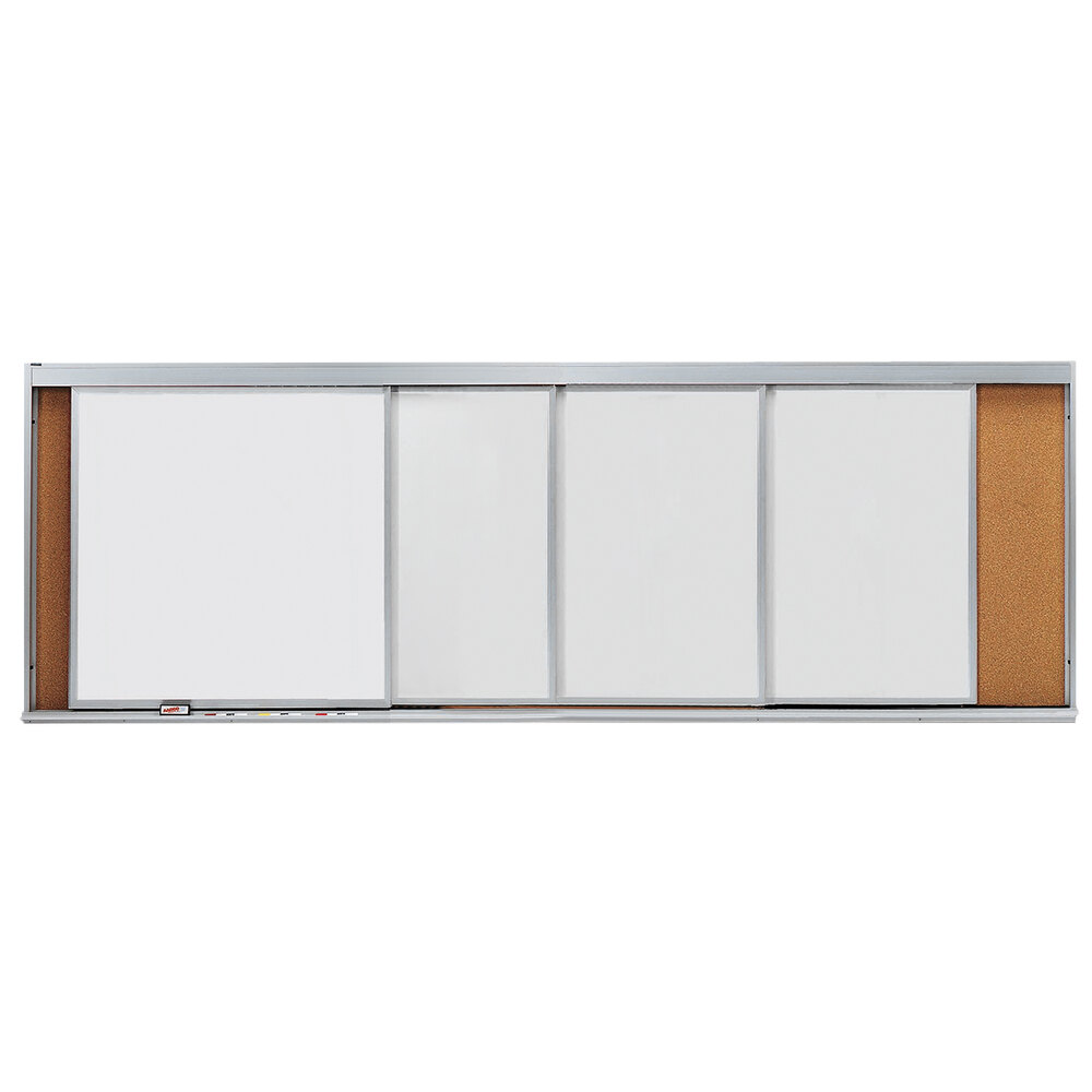 Aarco HSU412-4 144" x 48" Stationary Cork Board With 4 Horizontal ...