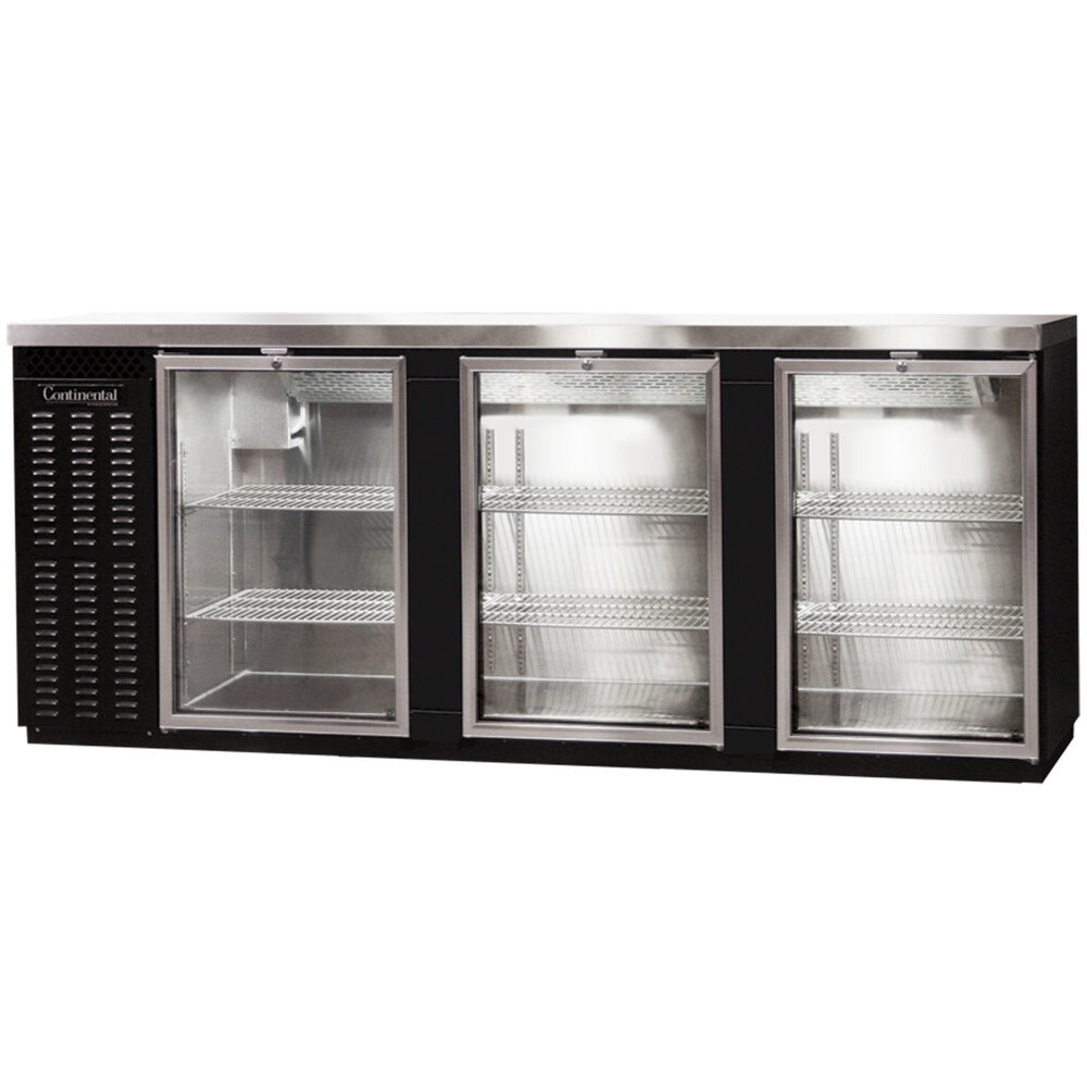 Continental Refrigerator BB90NGDPT 90" Black Glass Door Pass-Through ...