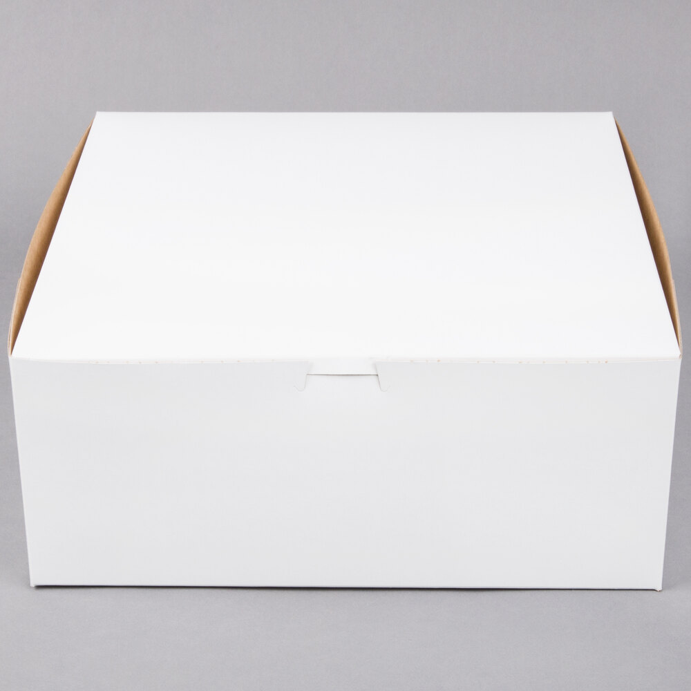 12" x 12" x 5 1/2" White Customizable Cake / Bakery Box - 100/Bundle
