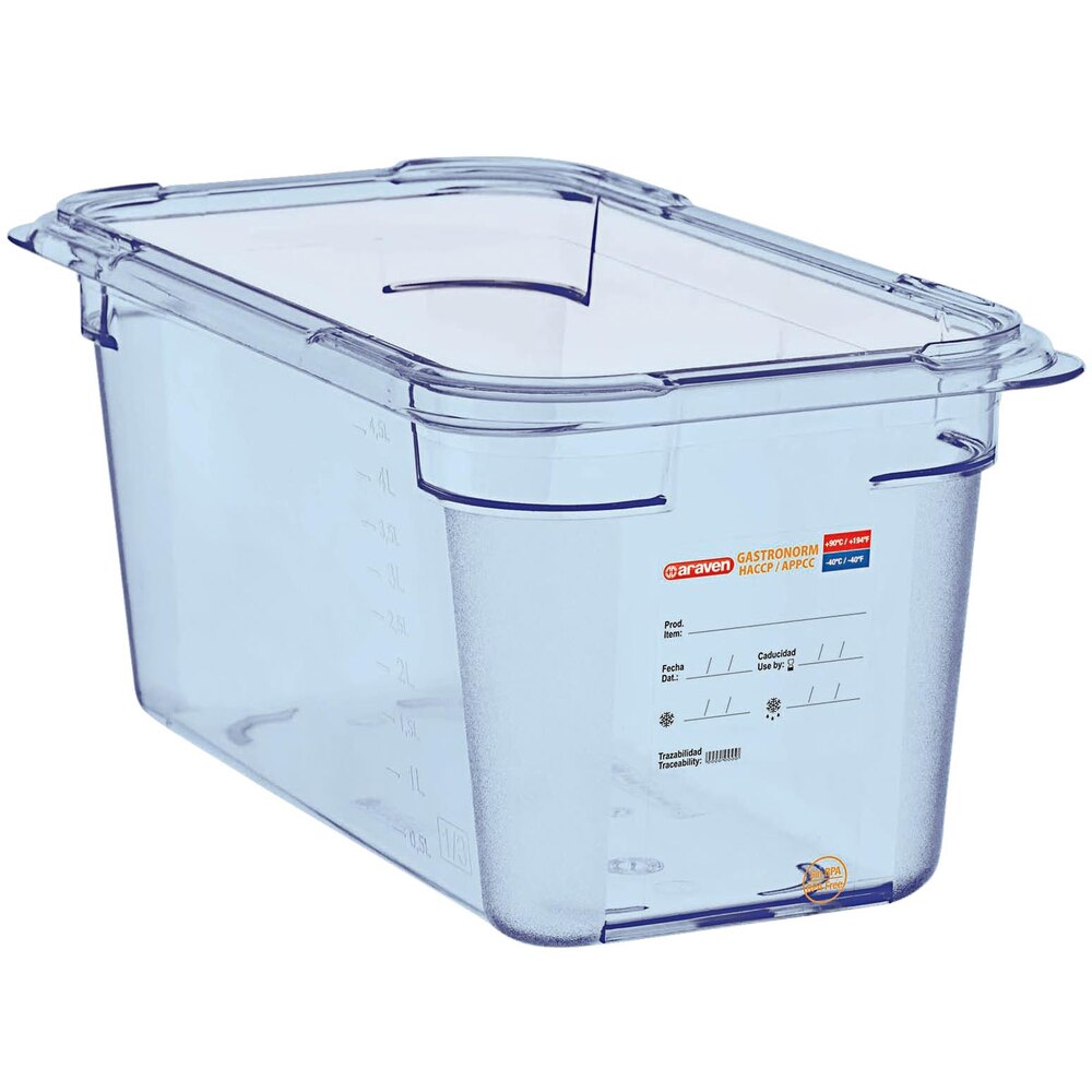 Araven 07820 1/3 Size Blue ABS Plastic Food Pan - 6" Deep