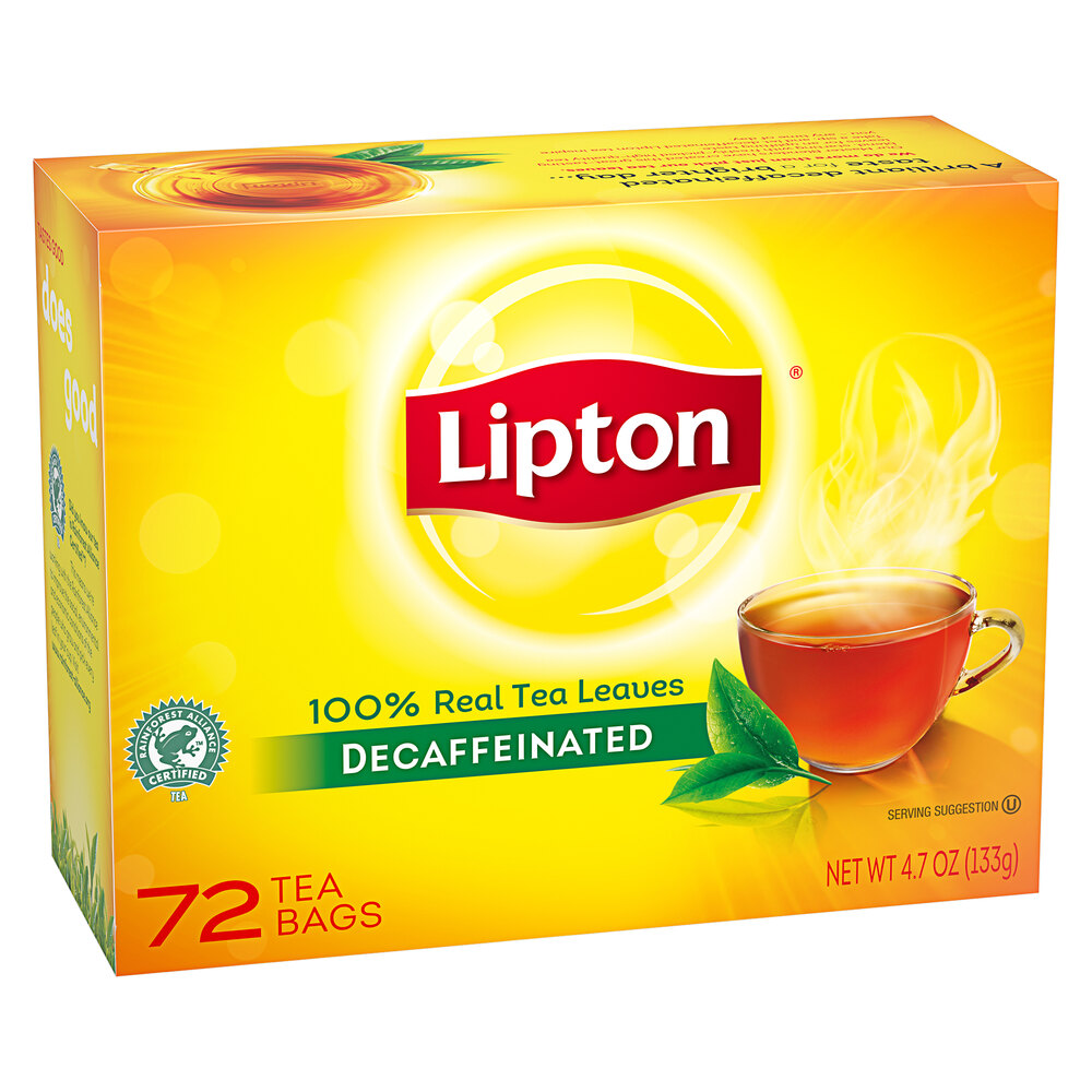 Lipton Decaffeinated Black Tea Bags - 72/Box