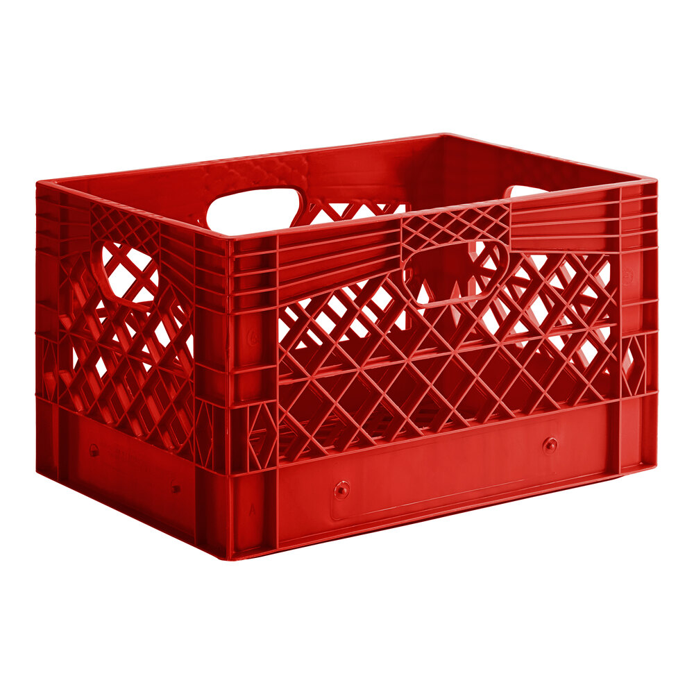 Red 24 Qt. Rectangular Milk Crate - 18 3/4" x 13" x 11"