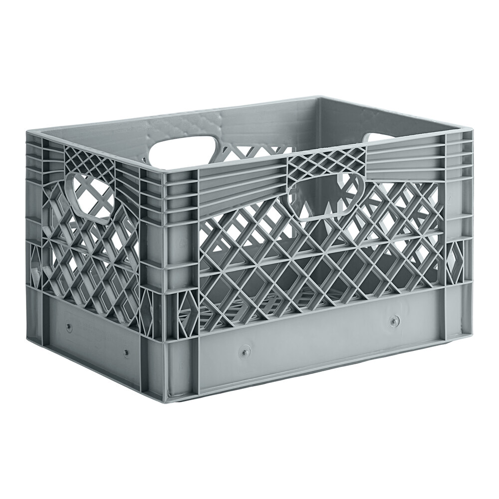 Gray 24 Qt. Rectangular Milk Crate - 18 3/4" x 13" x 11"