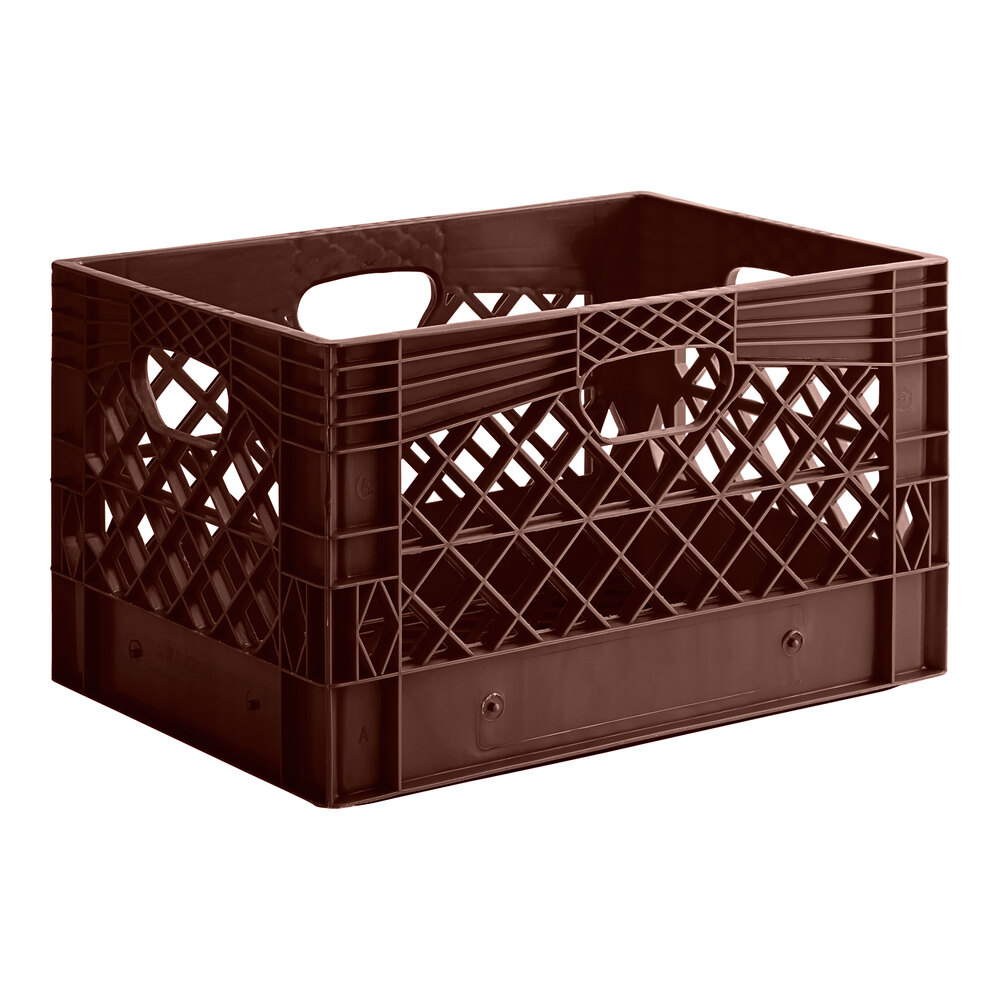 Brown 24 Qt. Rectangular Milk Crate - 18 3/4" x 13" x 11"