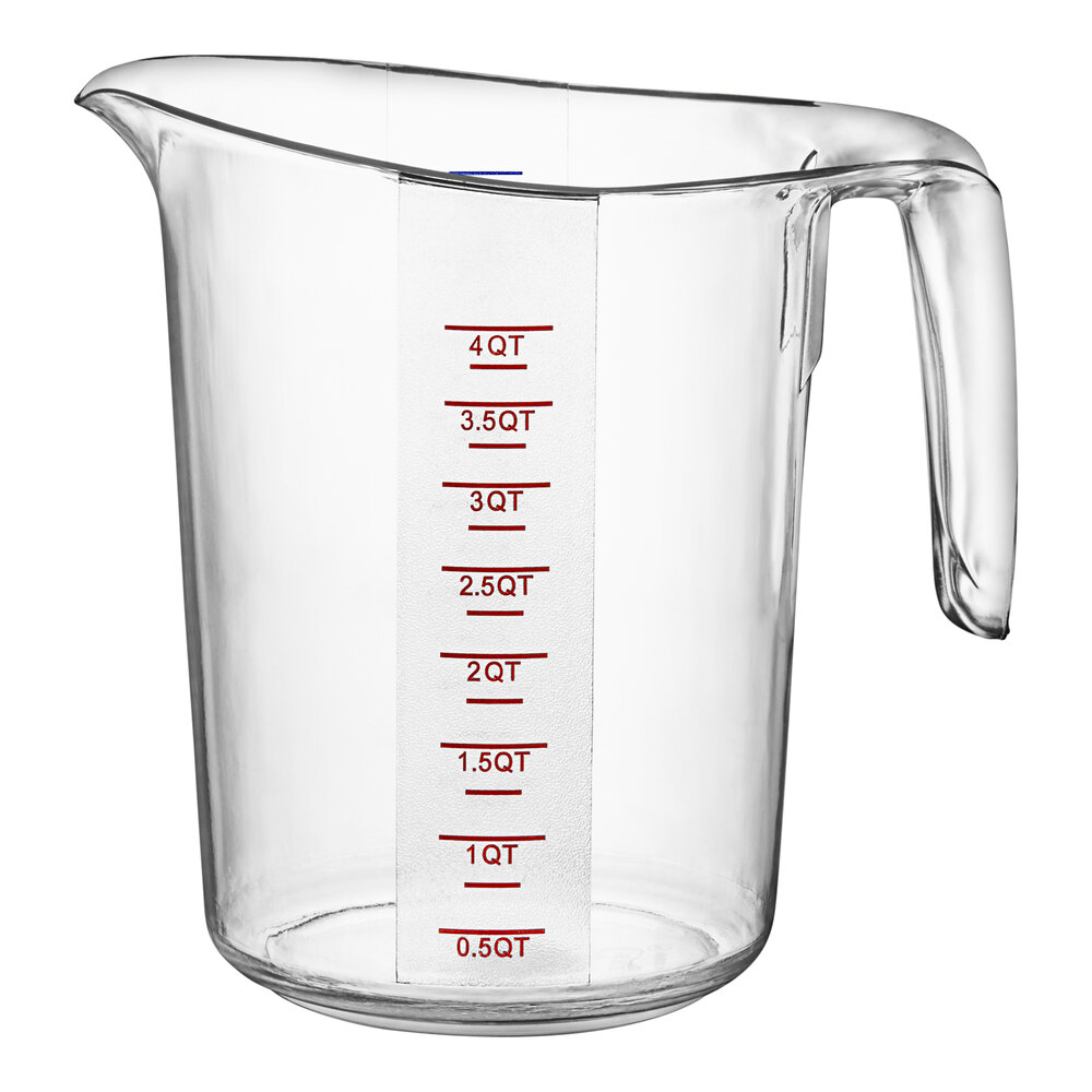 Graduated Measuring Cup, Plastic, 4 Qt. - WebstaurantStore