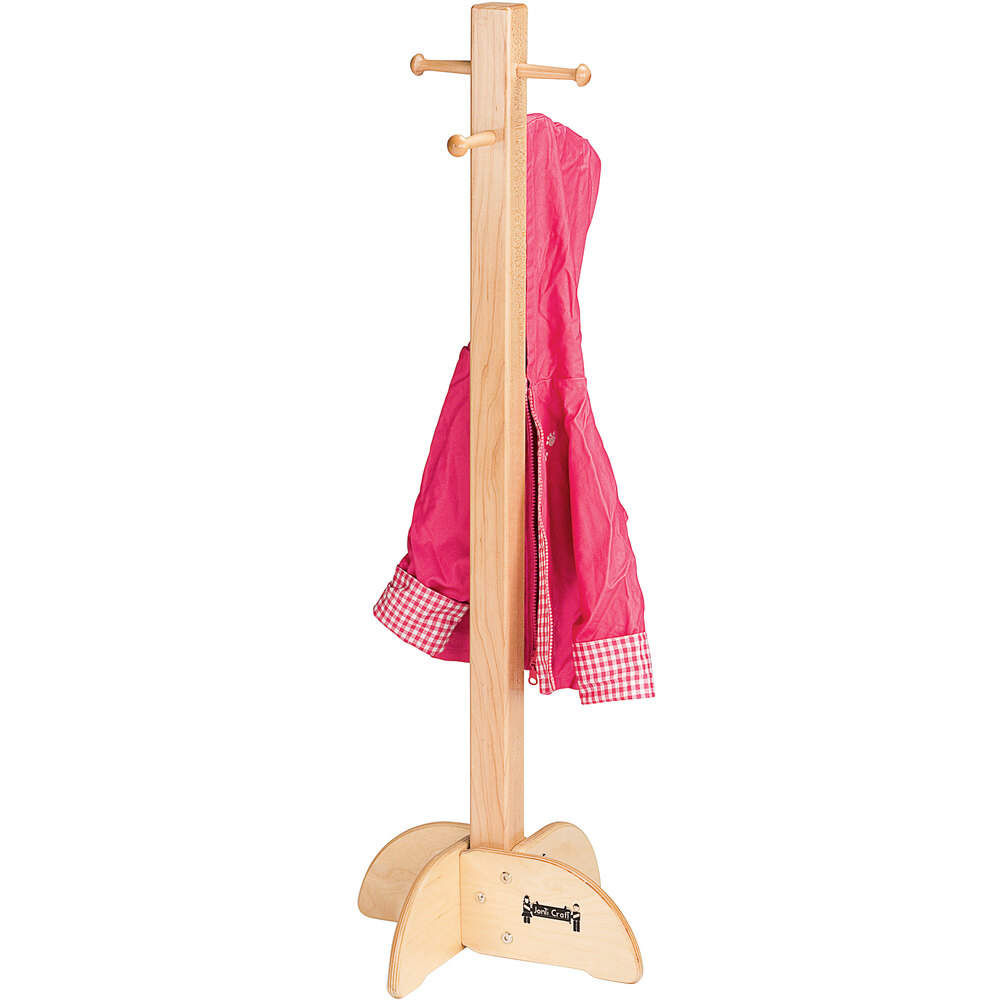 Jonti-Craft Baltic Birch 0675JC 14" x 14" x 48" Tall 4-Hook Wood Coat Tree