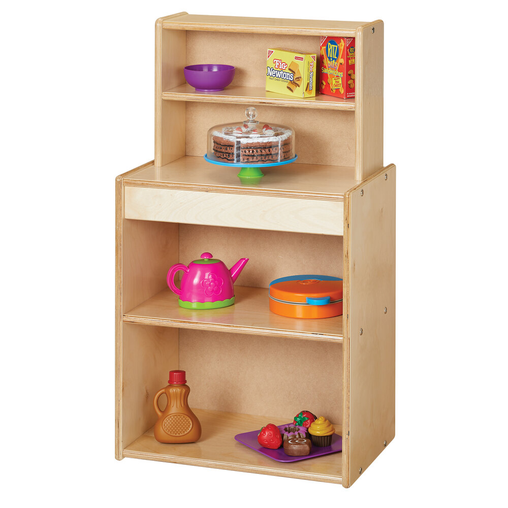 Young Time 7081YT 18" x 12" x 32 1/2" Natural Play Kitchen Cupboard