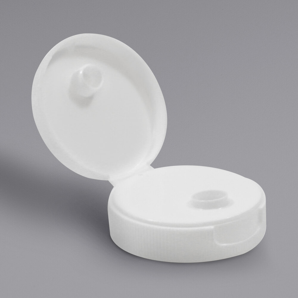 Tablecraft 200TC Solid White Hinged Cap for Squeeze Bottles with a 38 ...