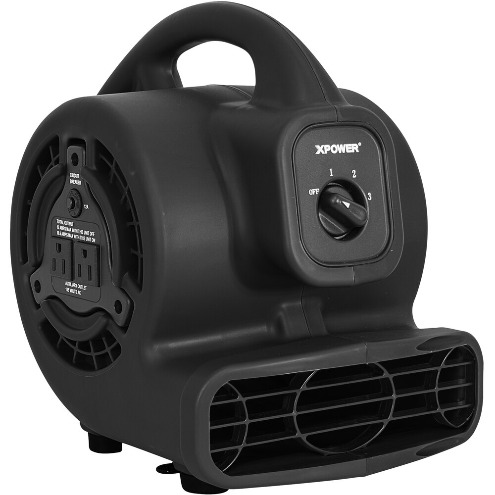 XPOWER P-80A-Black 3-Speed Air Mover with GFCI Power Outlets - 600 CFM ...
