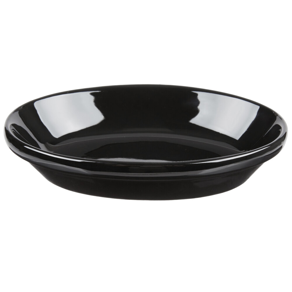 Tuxton BBK-0803 8 oz. Black Oval China Nesting Baker - 12/Case