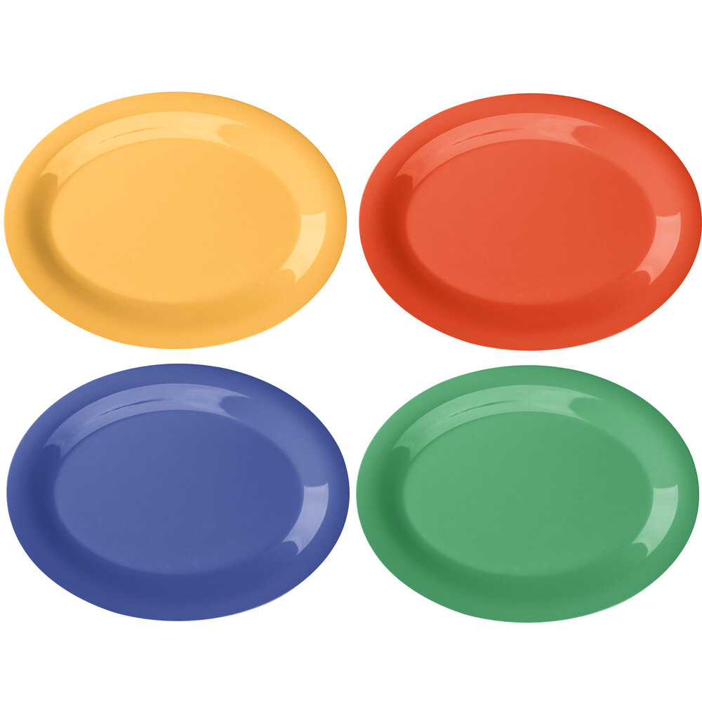 GET OP-120-MIX Diamond Mardi Gras 12" x 9" Oval Melamine Platter ...