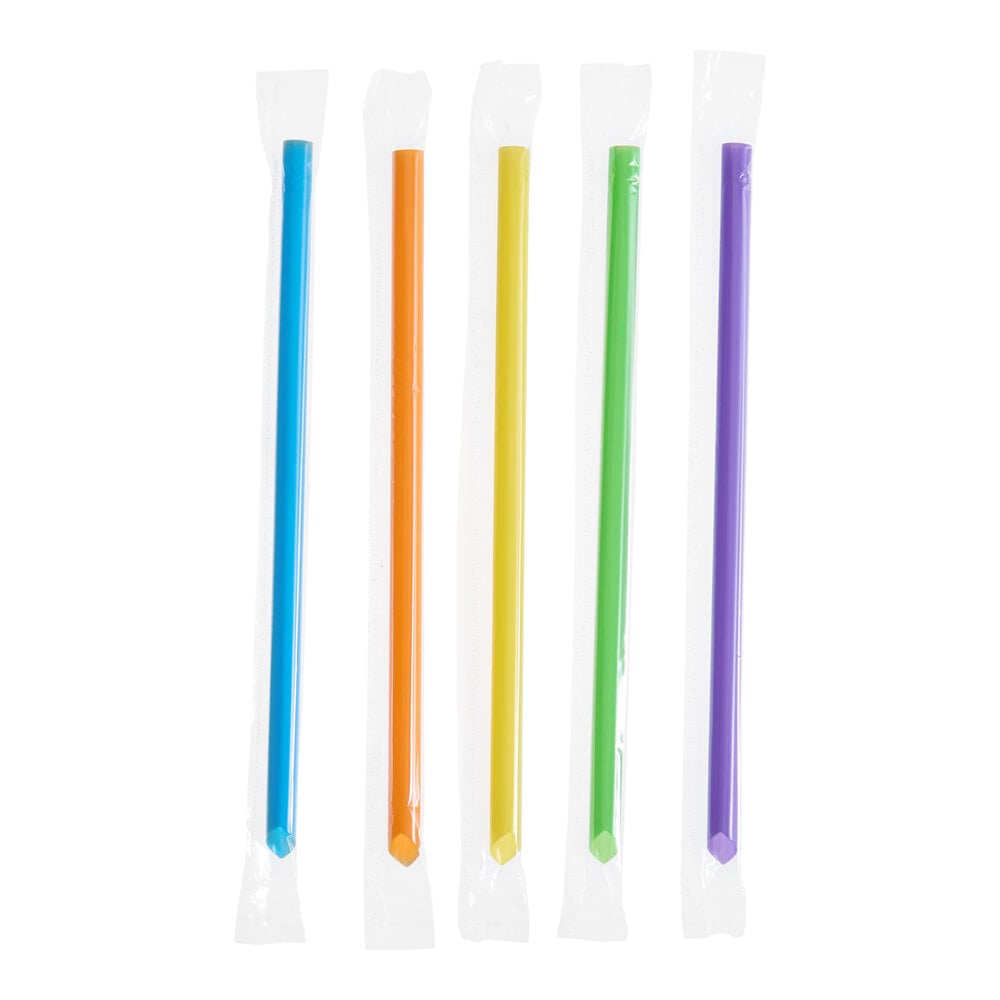 Choice 9" Neon Pointed Wrapped Straw - 400/Pack