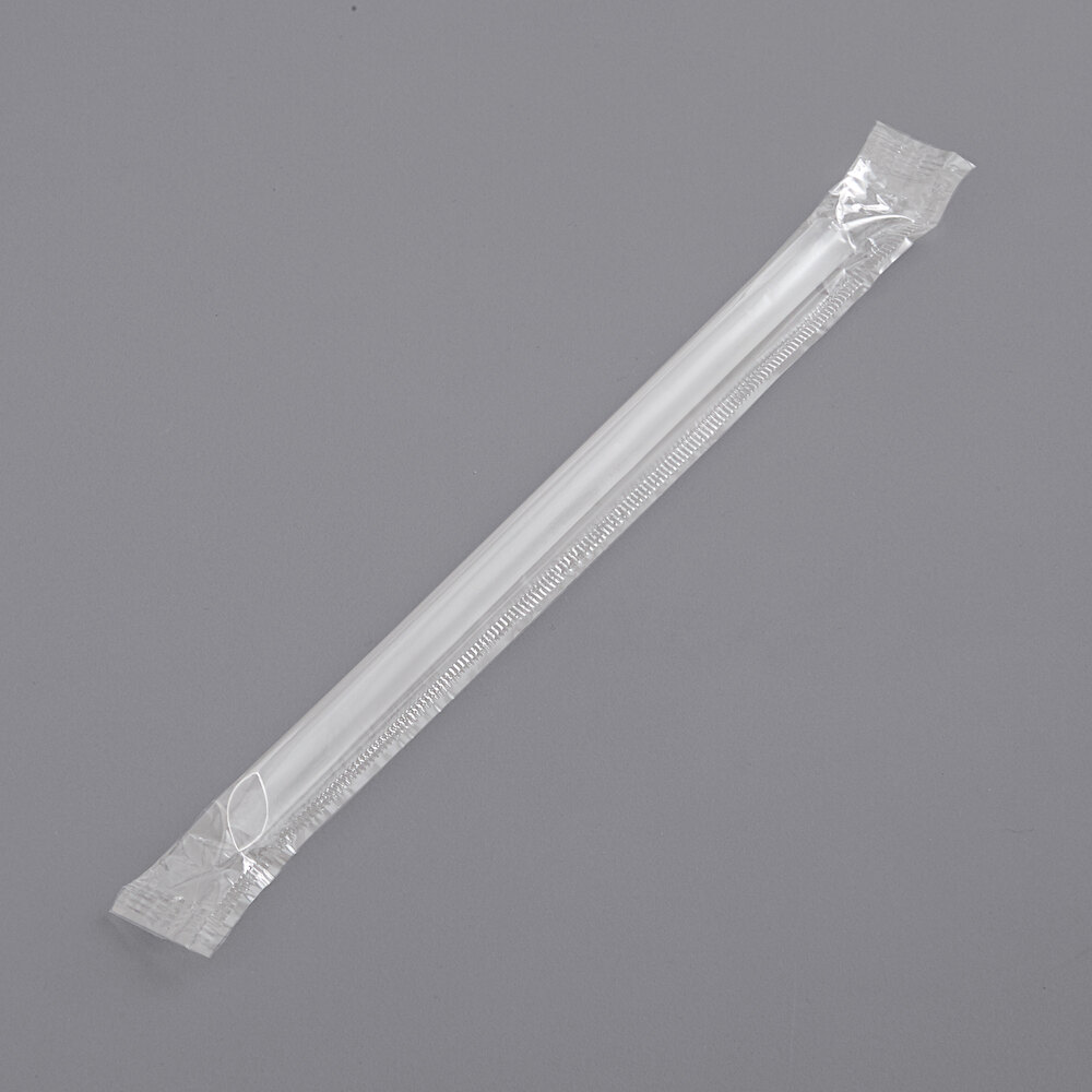 Choice 7 1/2" Translucent Pointed Wrapped Straw - 500/Pack