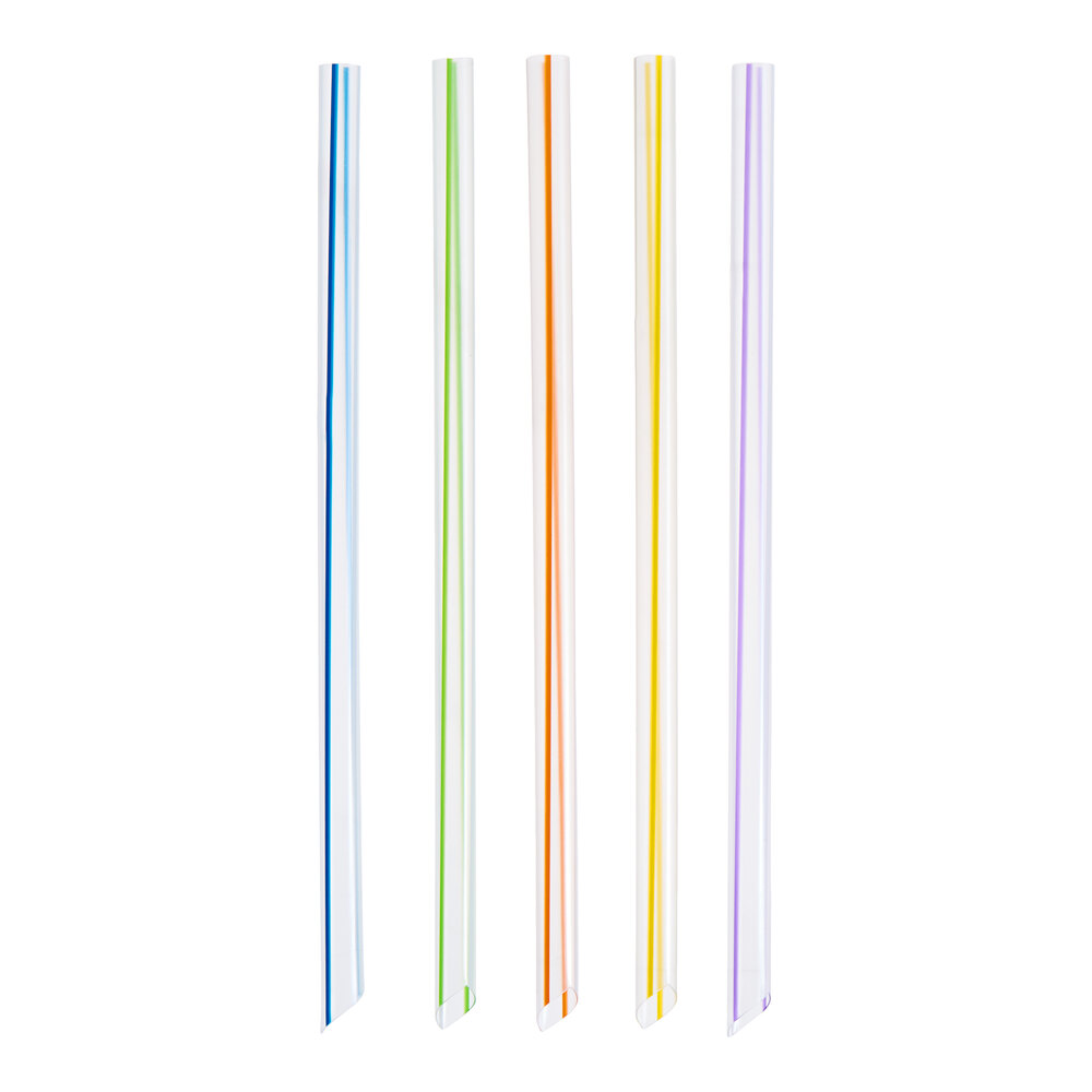 Choice 9" Multicolor Stripe Pointed Unwrapped Straw - 500/Pack