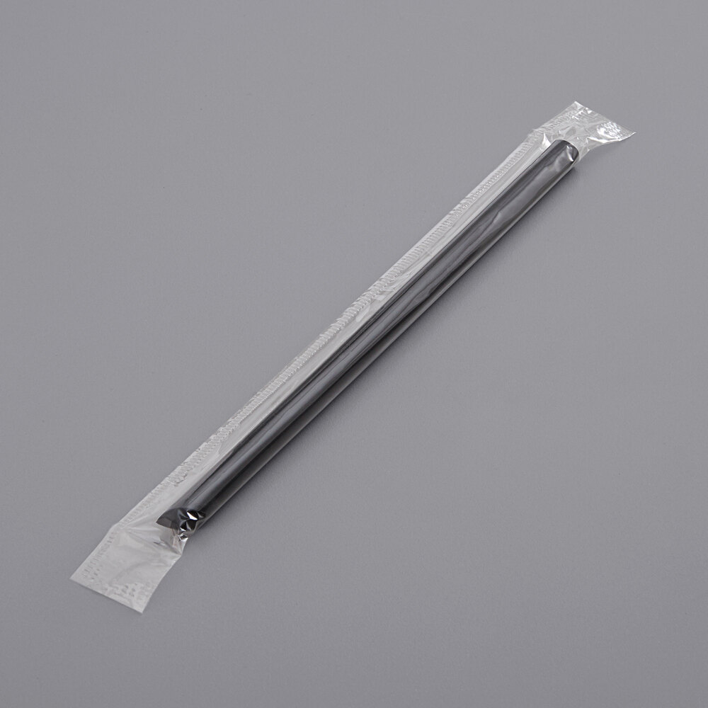 Choice 7 1/2" Black Pointed Wrapped Straw - 500/Pack