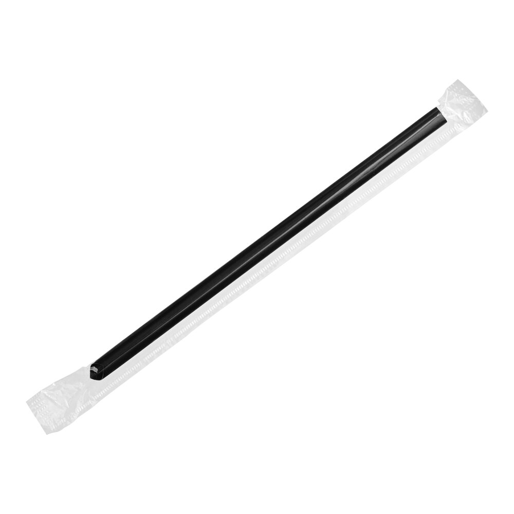 Choice 9" Black Pointed Wrapped Straw - 400/Pack