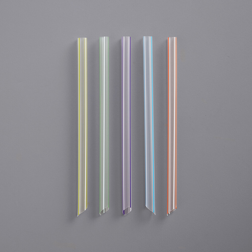 Choice 7 1/2" Multicolor Stripe Pointed Unwrapped Straw - 500/Pack
