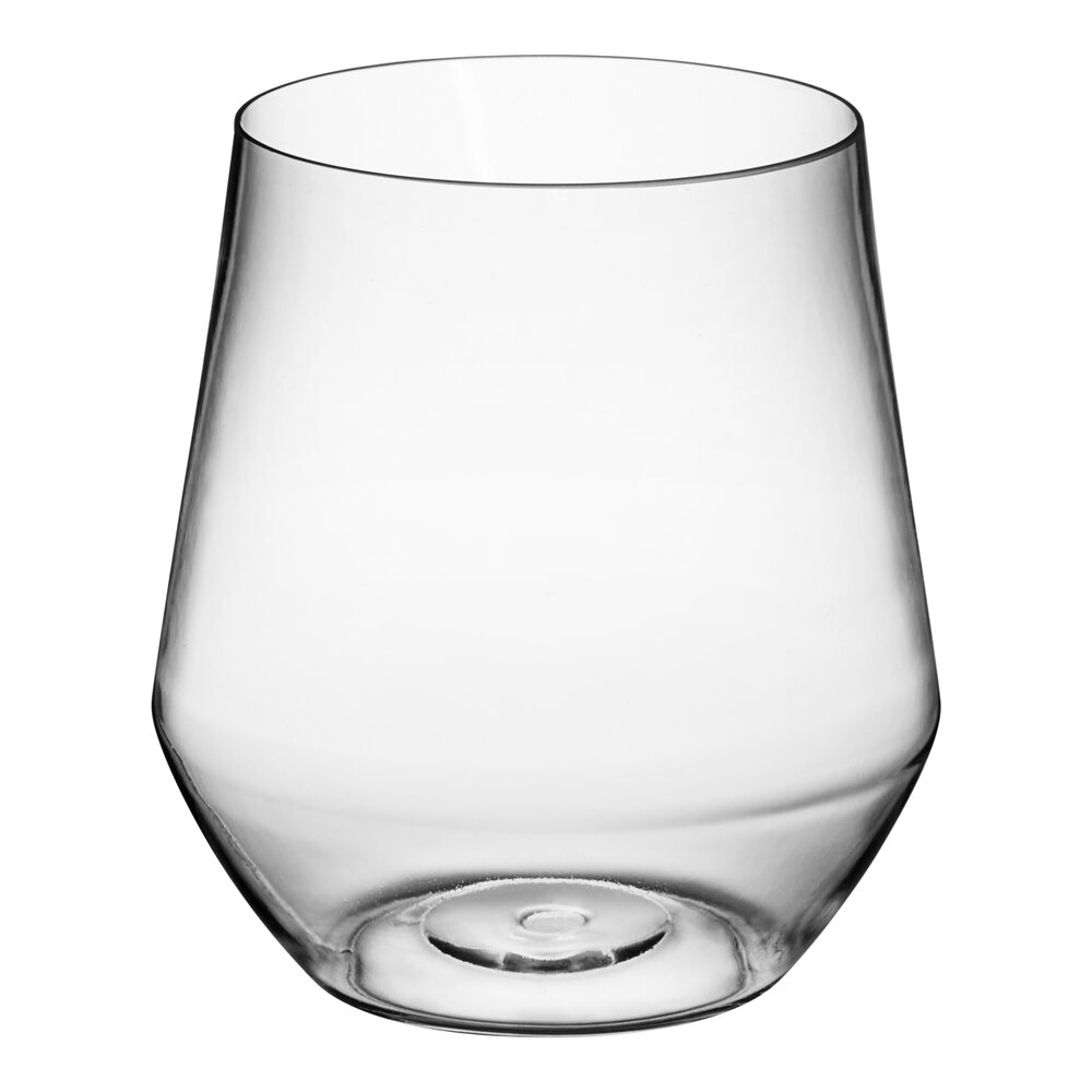 Visions 12 oz. Clear Plastic Stemless Angled Wine Glass - 16/Pack