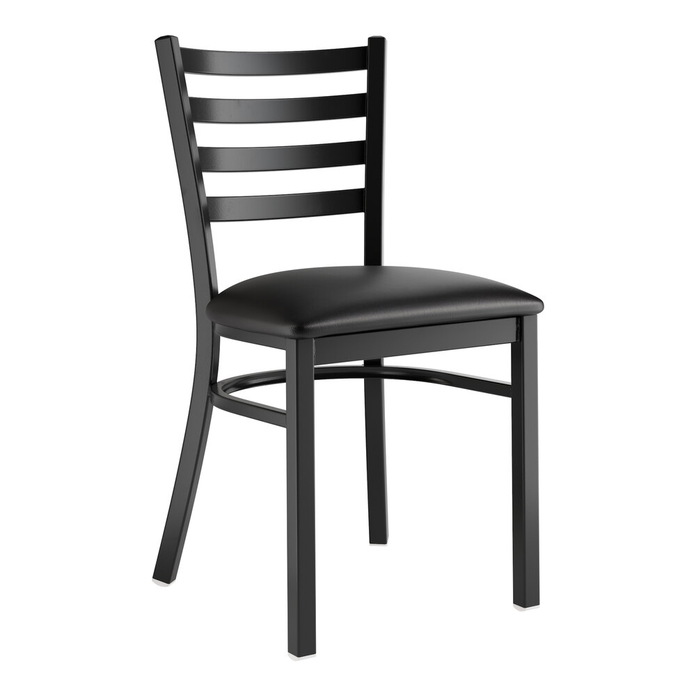 Lancaster Table & Seating Black Finish Ladder Back Chair with 2 1/2 ...