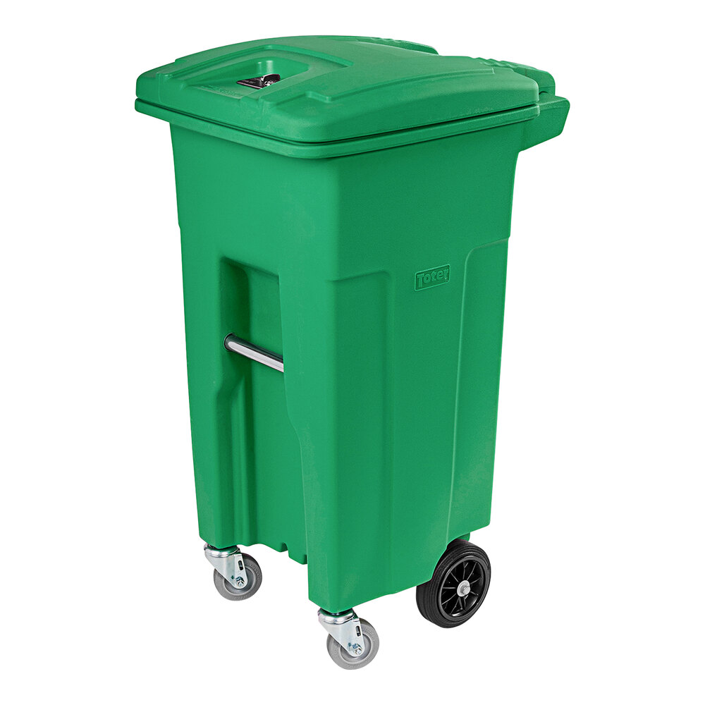Toter ACG32-00LIM Organics 32 Gallon Lime Green Rectangular Caster Cart ...