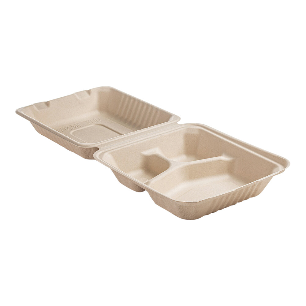 Fineline 43SHDL9S3 Conserveware 9" x 9" x 3 1/8" PLA Lined Bagasse 3 ...