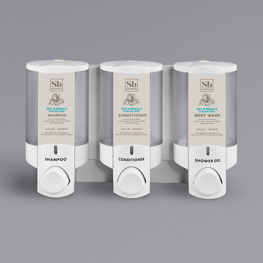 Dispenser Amenities 36350-SPBX Aviva 30 oz. White 3-Chamber Wall ...