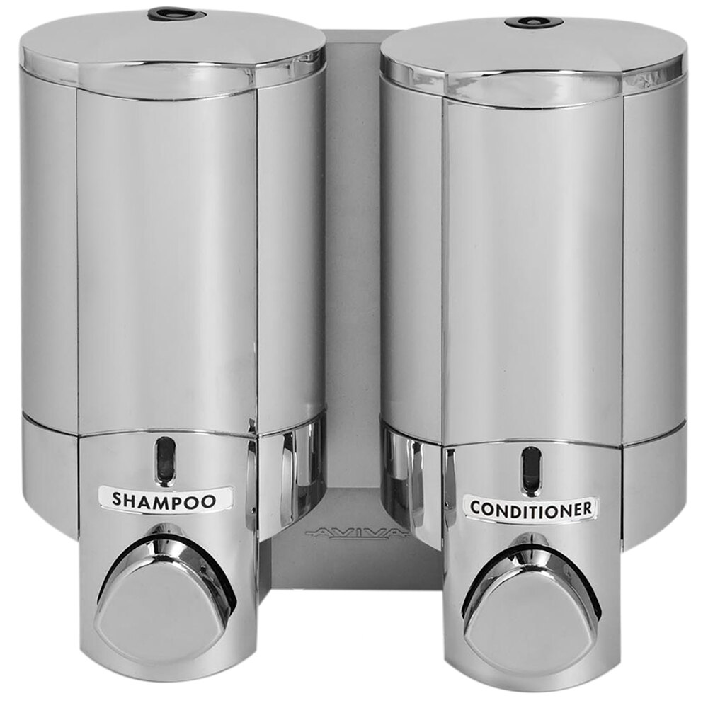 Dispenser Amenities 37244 Aviva 20 oz. Chrome 2-Chamber Wall Mounted ...