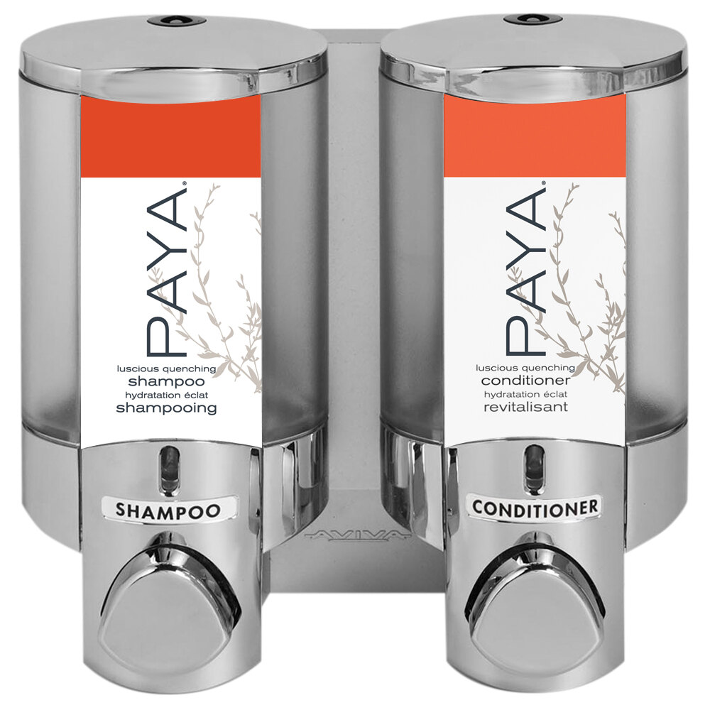 Dispenser Amenities 36244-PAYA Aviva 20 oz. Chrome 2-Chamber Wall ...