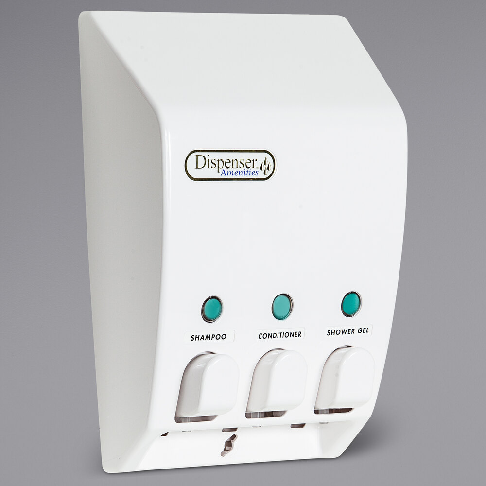 Dispenser Amenities 31350 Classic 43.5 oz. White 3-Chamber Wall Mounted ...