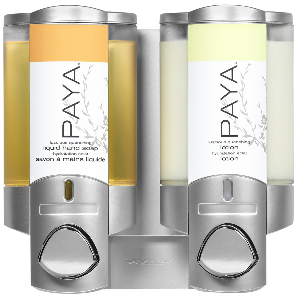 Dispenser Amenities 36234-PAYA Aviva 20 oz. Satin Silver 2-Chamber Wall ...