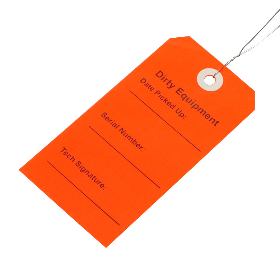 LK Packaging TDER 2 5/16" x 4 3/4" Red "Dirty Equipment" Tag with Wire ...