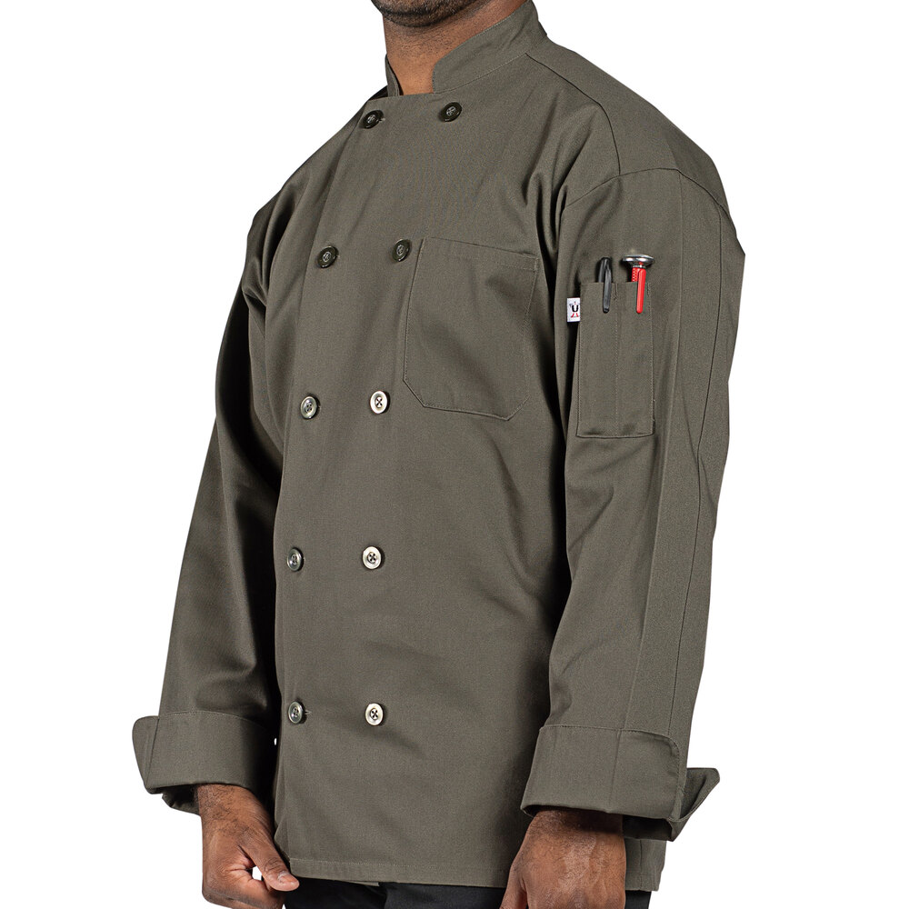 Uncommon Chef Orleans 0488 Unisex Olive Customizable Long Sleeve Chef ...