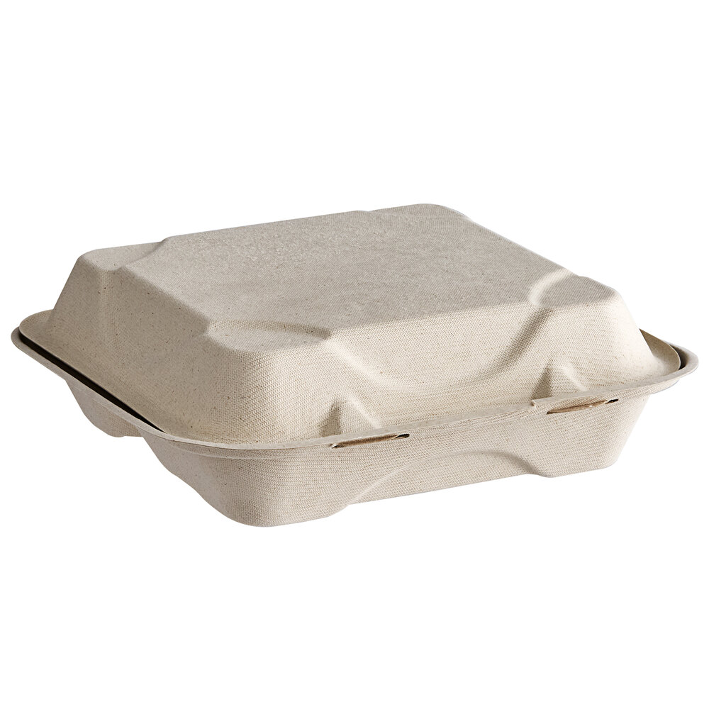Eco-Products EP-NHC93 9" x 9" x 3" Natural Compostable 3-Compartment ...