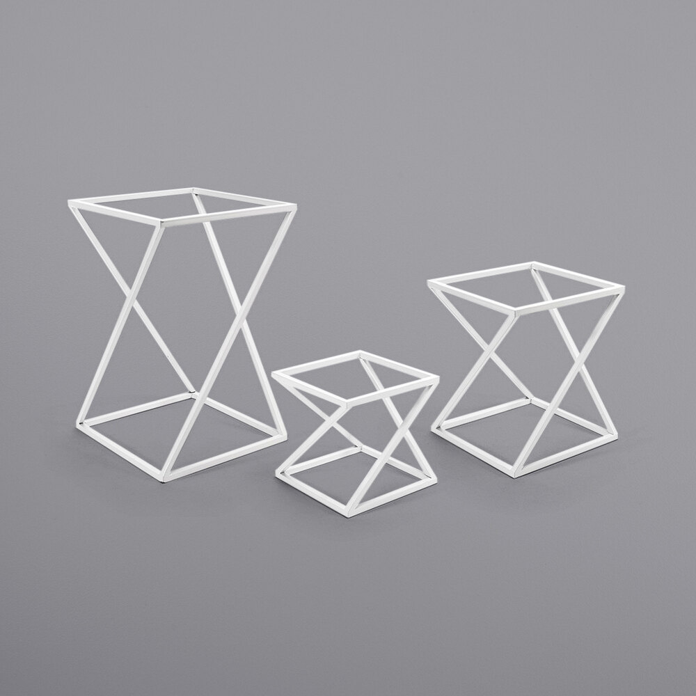 Front of the House Twist 3-Piece White Stainless Steel Riser Set