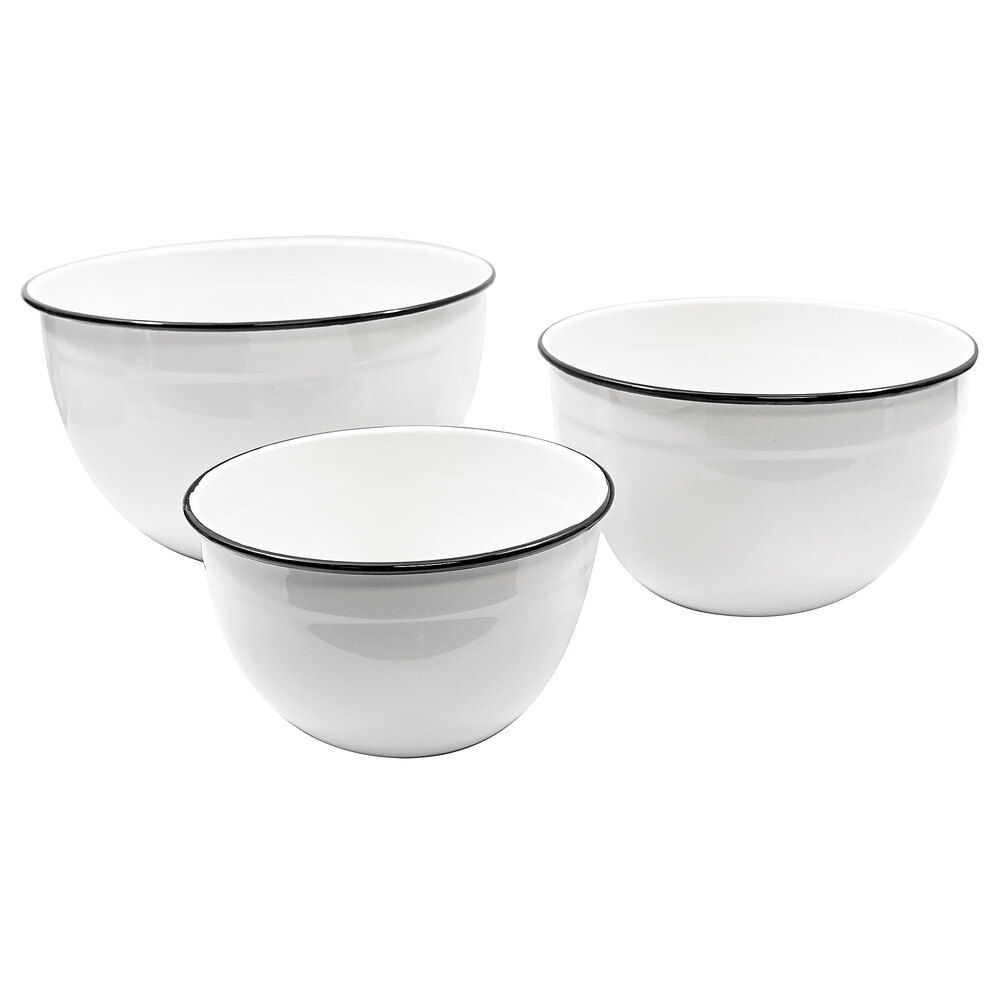 Tablecraft Black and White Enamel Mixing Bowl Set