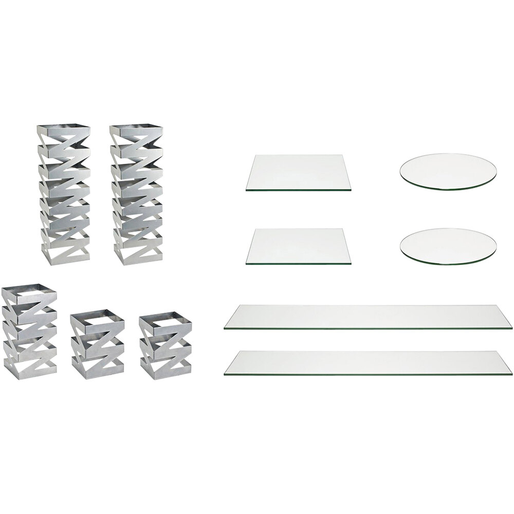 Front of the House Zig Zag 11-Piece Stainless Steel Rectangular Riser ...