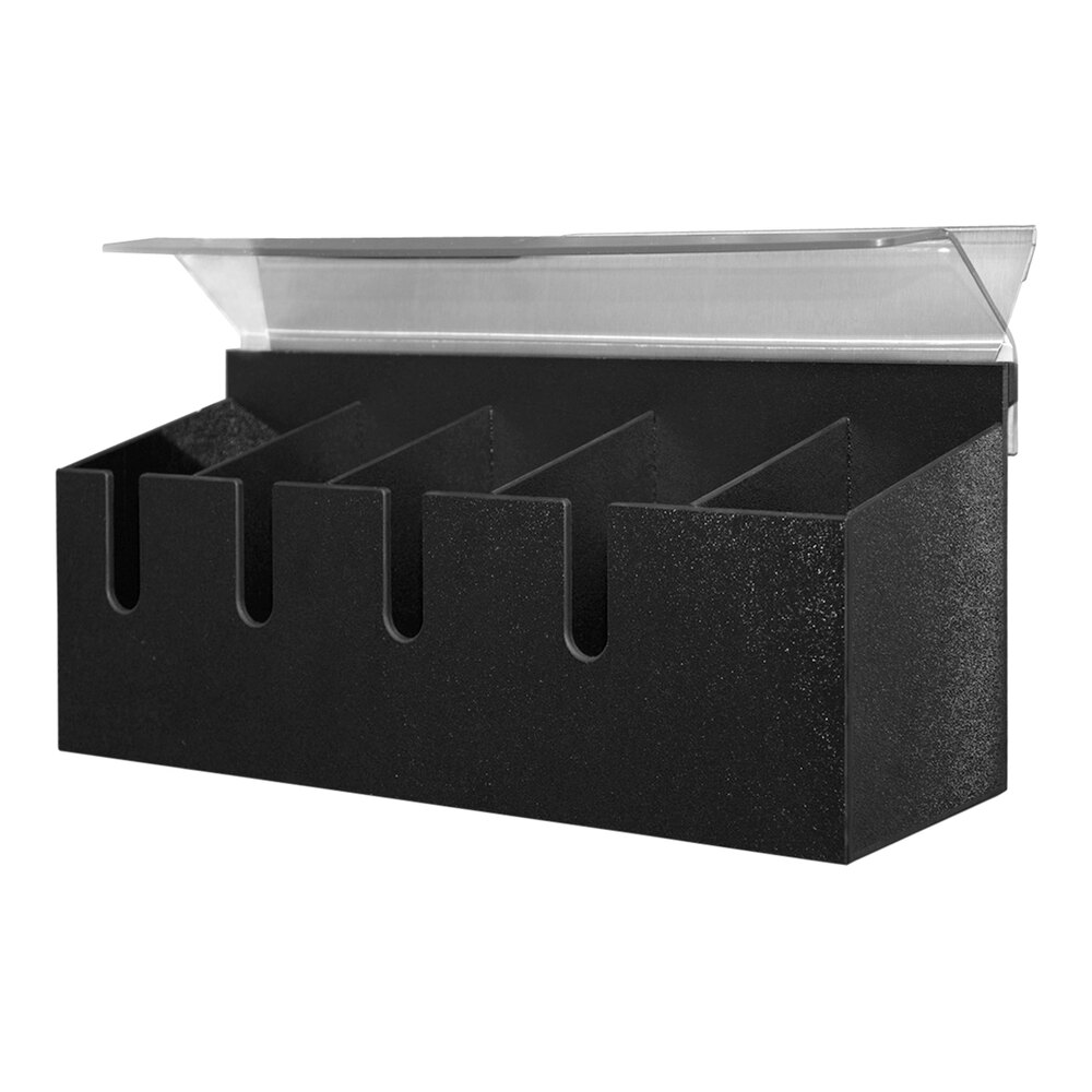 San Jamar Black 4-Section Cup and Lid Organizer with Straw Compartment ...