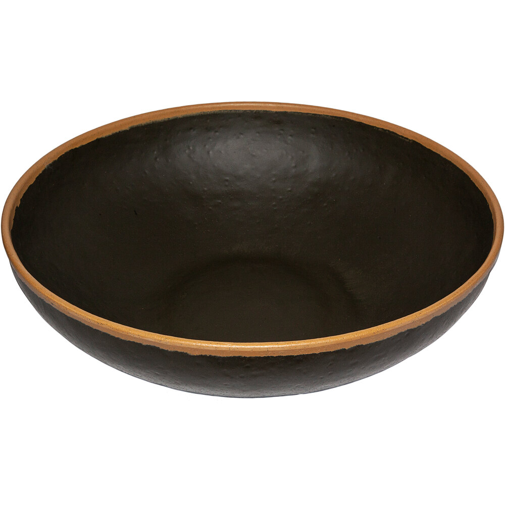 GET B-350-BR Pottery Market 10 Qt. Glazed Brown Melamine Bowl with Clay ...