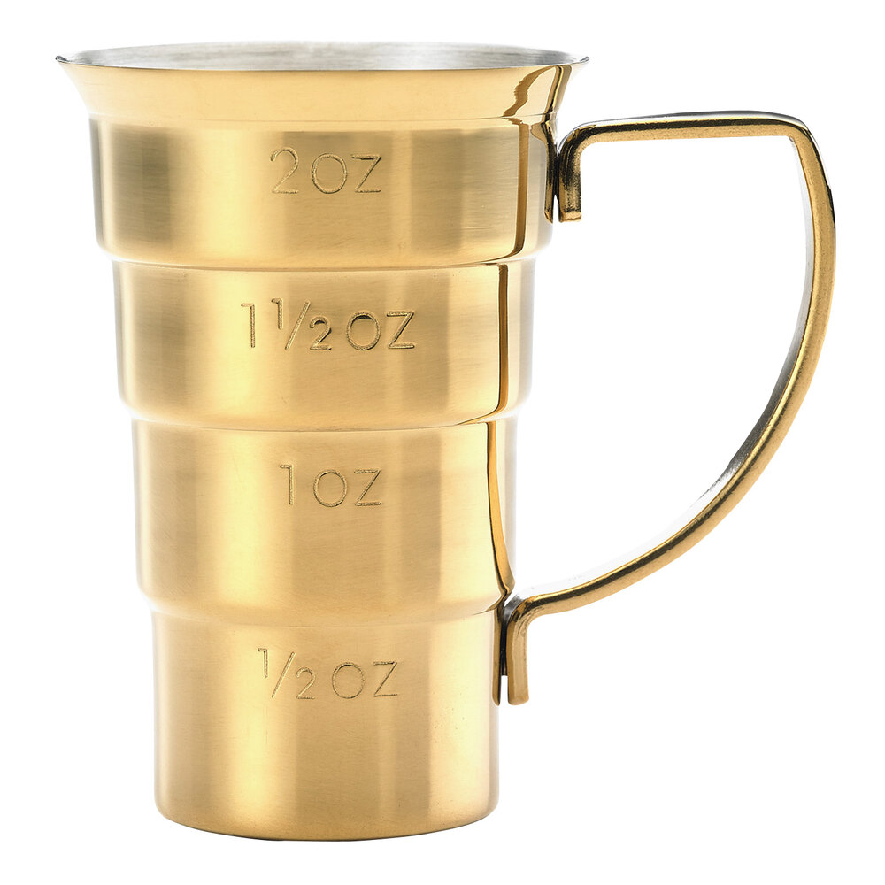 Barfly® M37108GD 2 oz. Gold-Plated Stepped Jigger with Handle