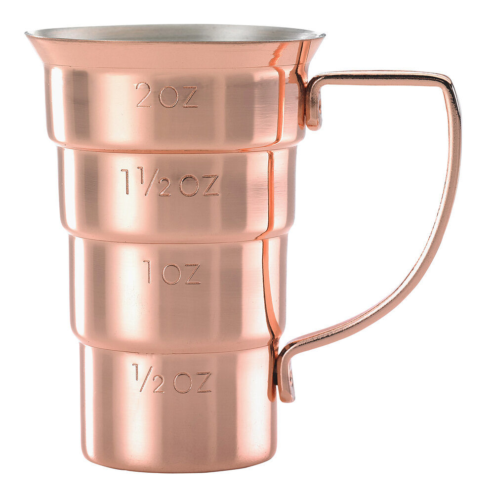 Barfly® M37108CP 2 oz. Copper-Plated Stepped Jigger with Handle