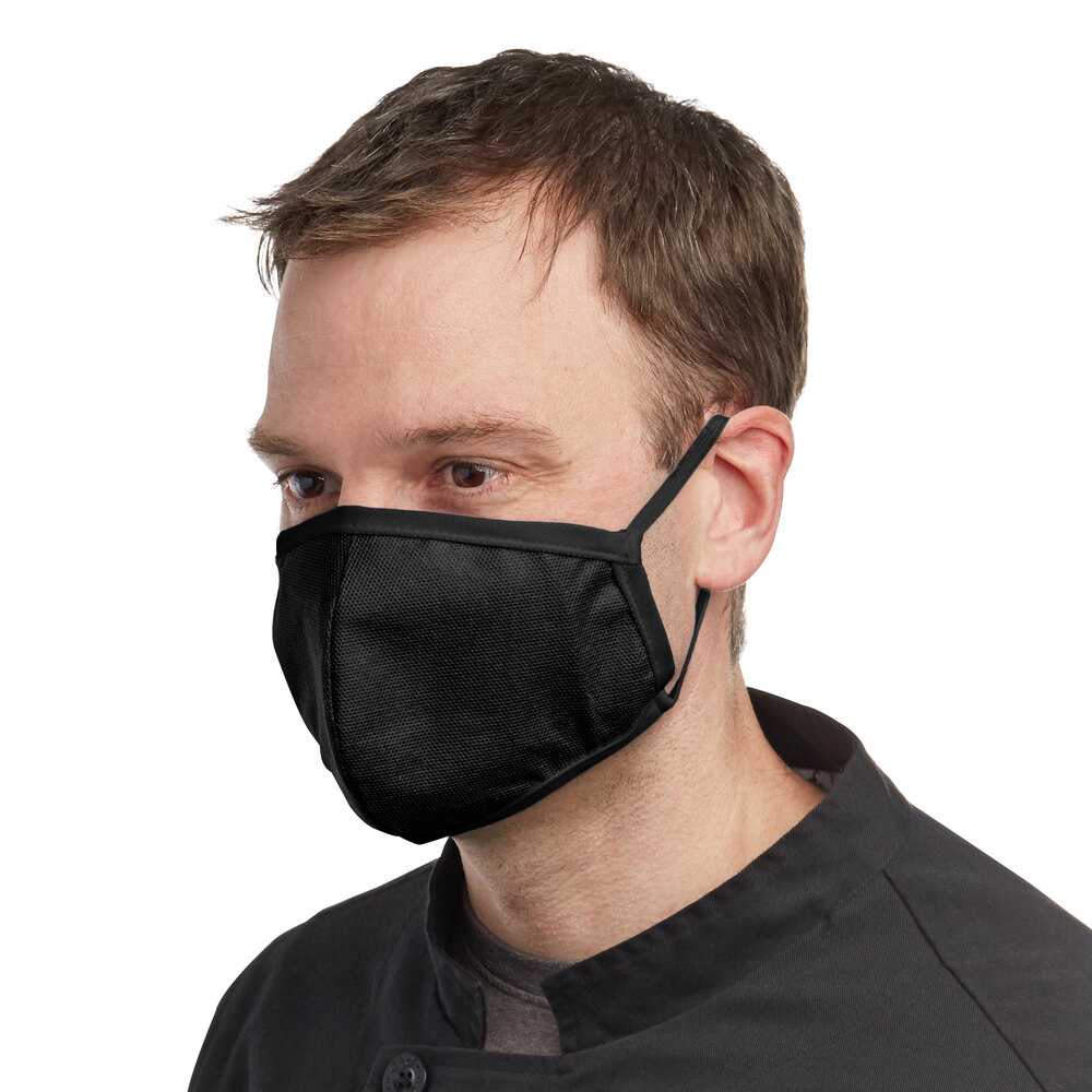 Mercer Culinary Face Mask - Black, Non-Woven