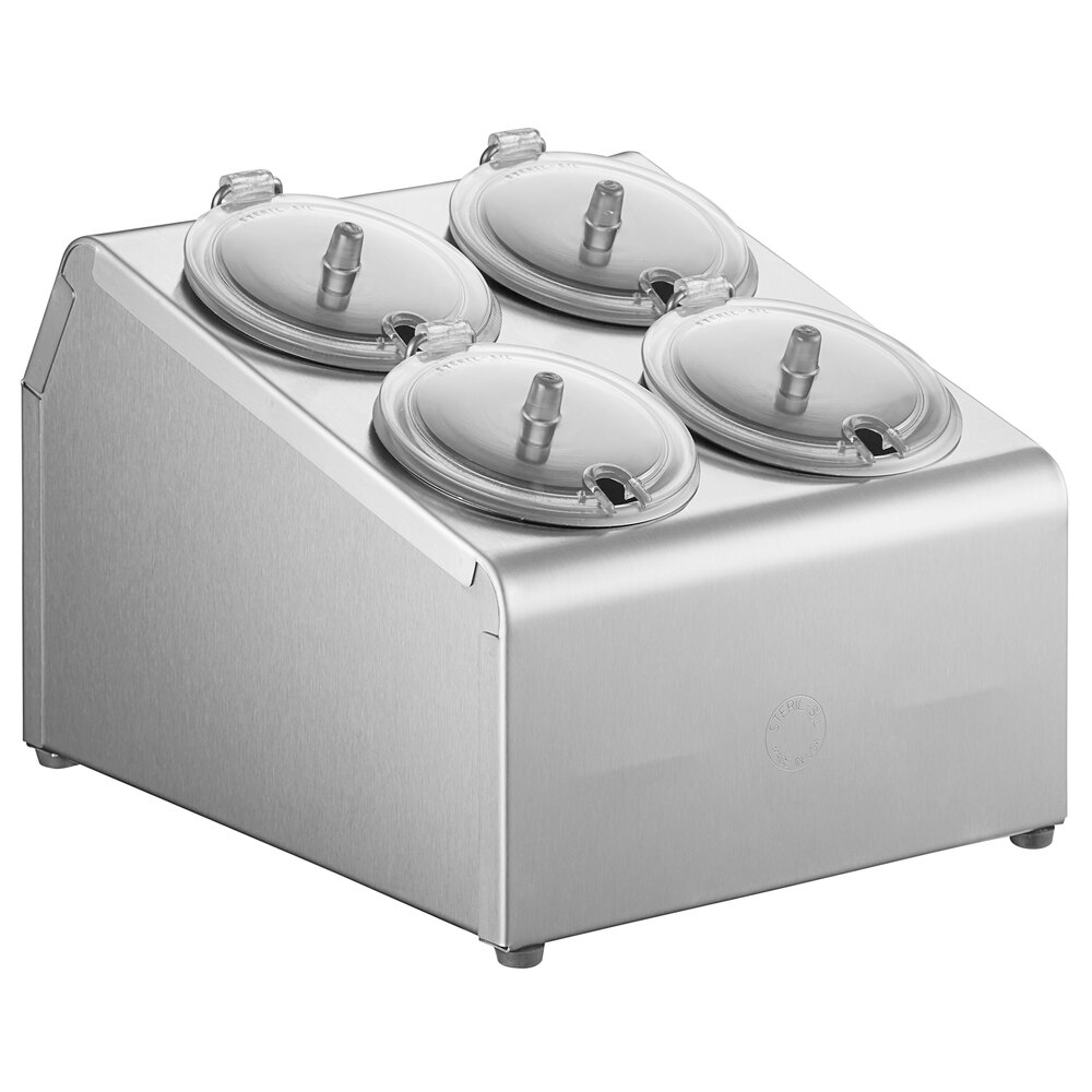 Steril-Sil TC-4SW 4-Hole Stainless Steel Countertop Condiment Dispenser ...