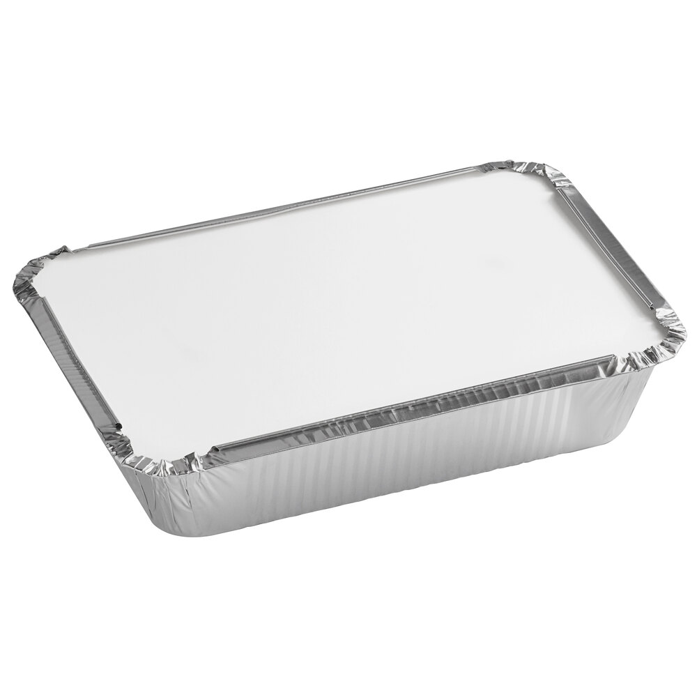 Choice 2.25 lb. Oblong Foil Take-Out Container with Board Lid - 50/Pack