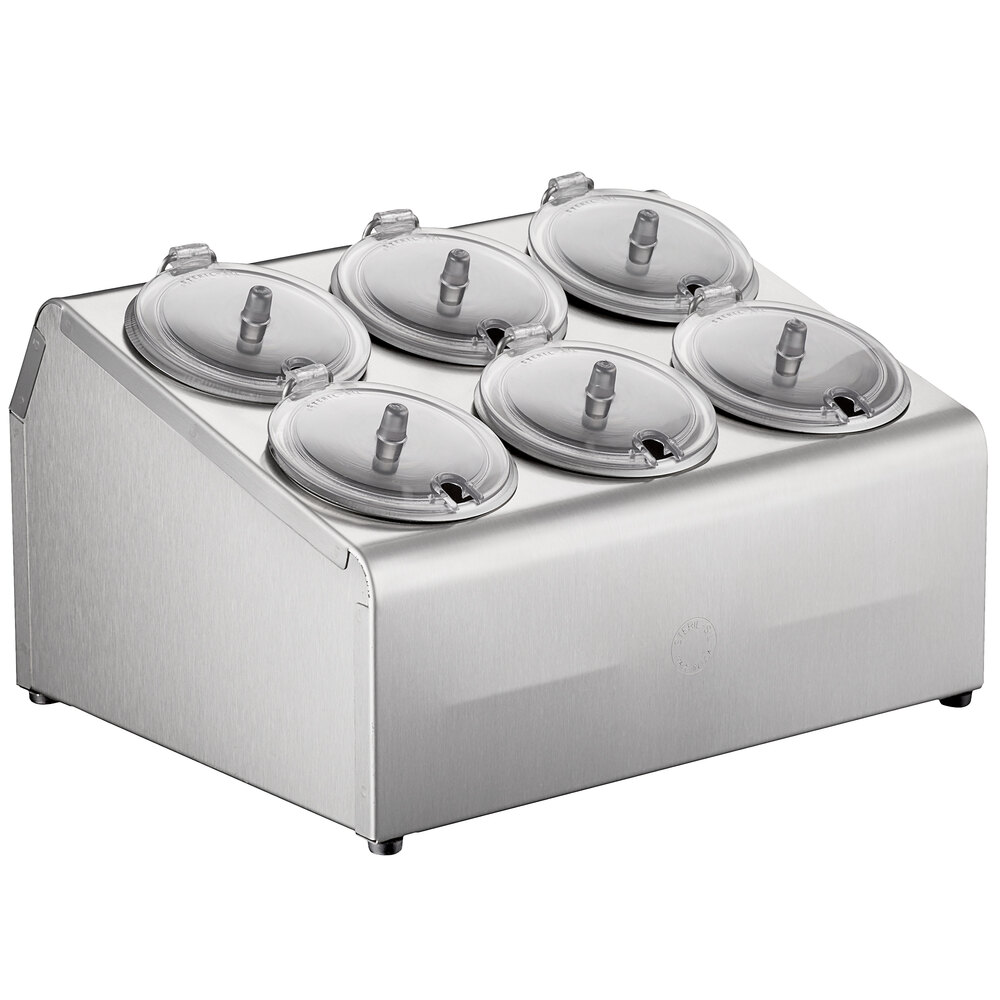 Steril-Sil TC-6SW 6-Hole Stainless Steel Countertop Condiment Dispenser ...