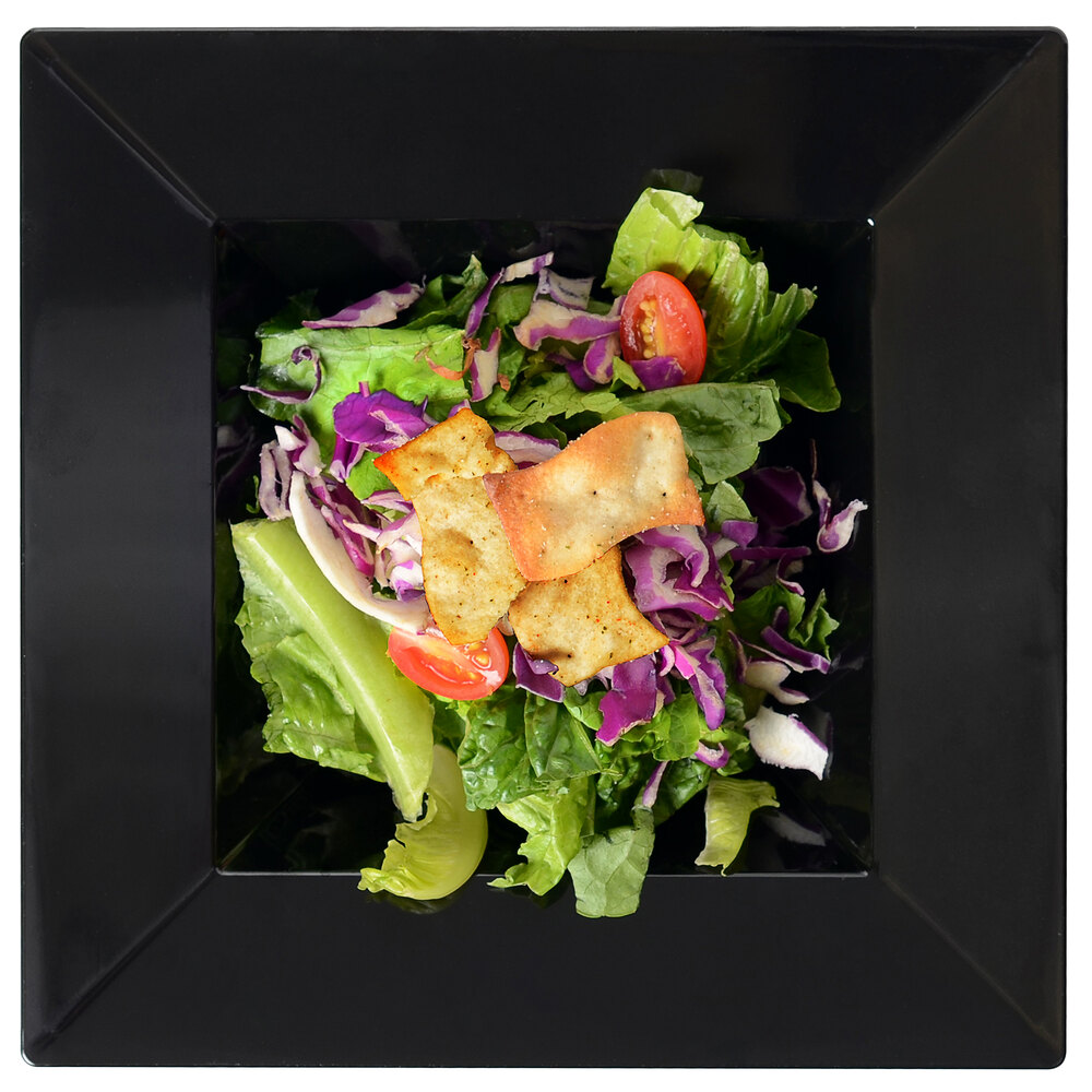Fineline Settings 1612-BK Solid Squares 12 oz. Black Square Bowl - 120/Case
