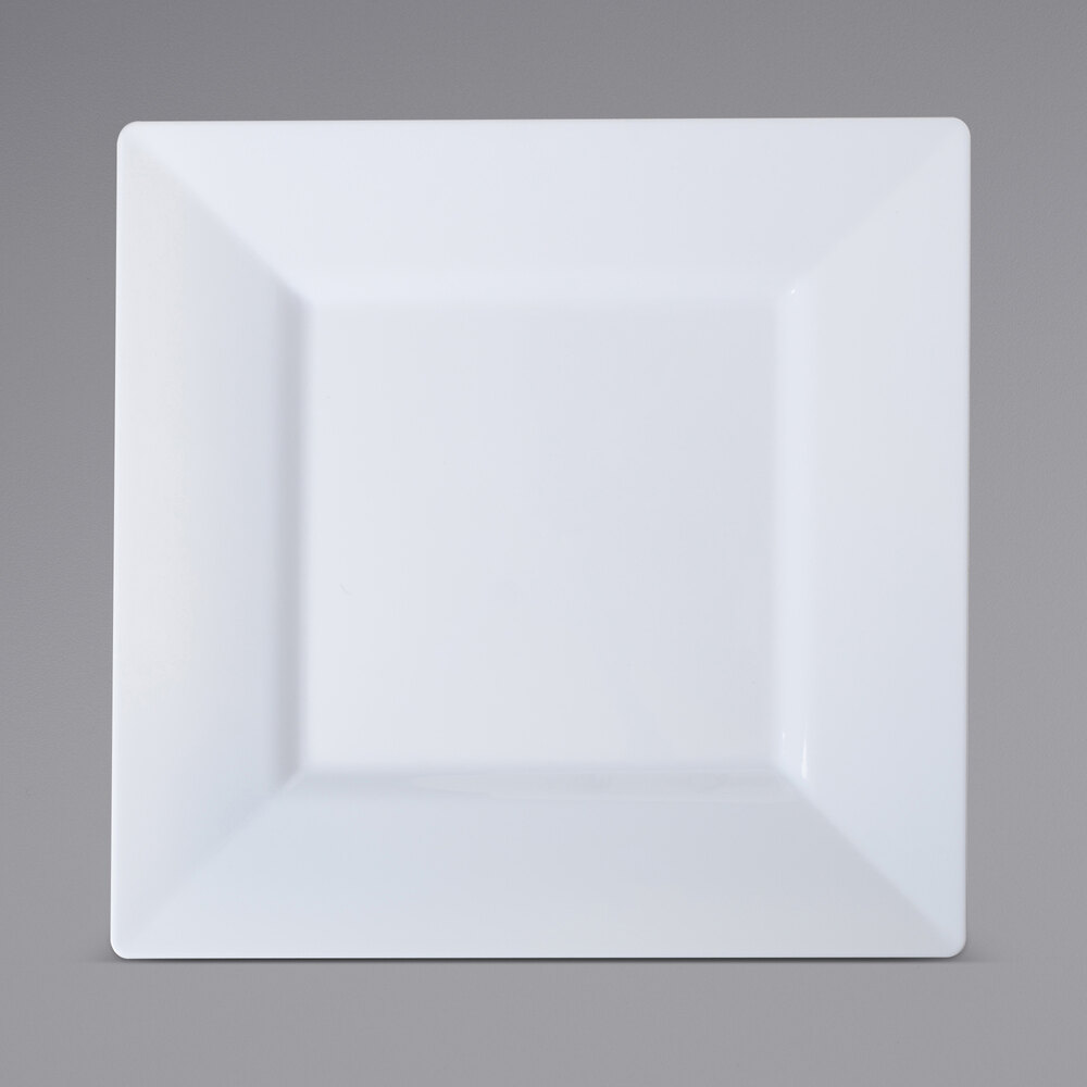Fineline Settings 1606-WH Solid Squares 6 1/2" White Square Dessert ...