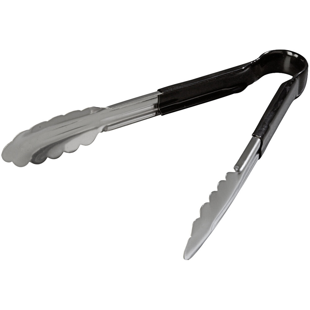 Carlisle 60756003 9 1/2" Stainless Steel Scalloped Tongs with Black ...
