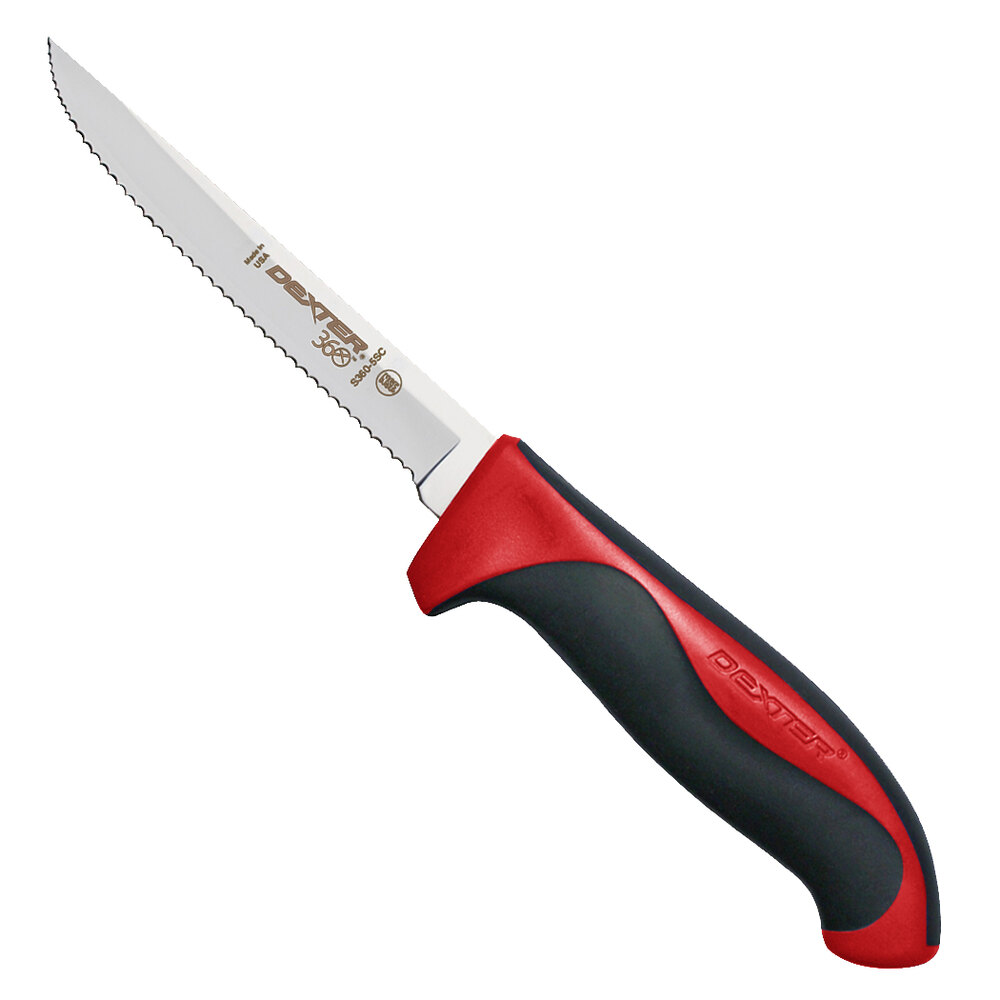 Dexter-Russell 36003R 360 Series 5" Scalloped Utility Knife with Red Handle