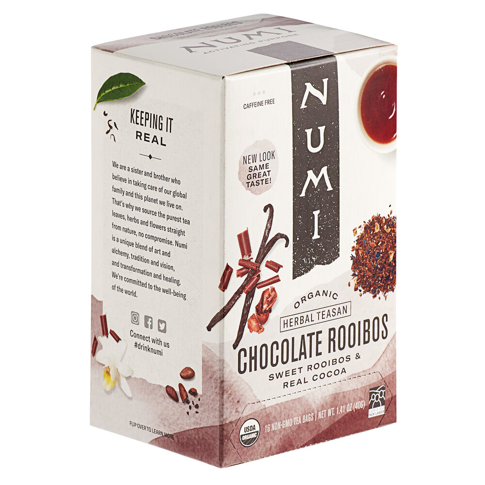 Numi Organic Chocolate Rooibos Tea Bags - 16/Box